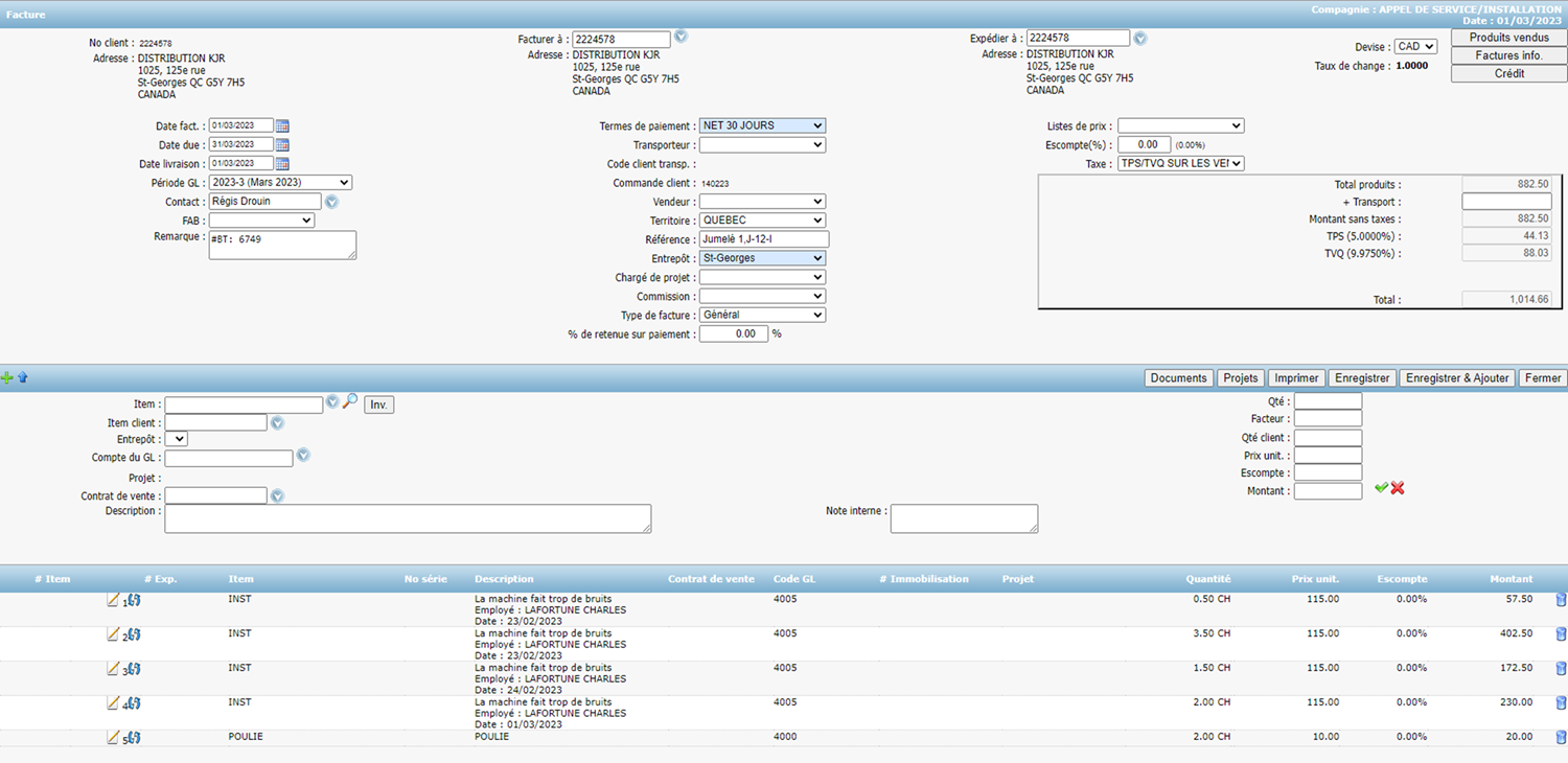 Processus des appels de service et des installations - Prextra